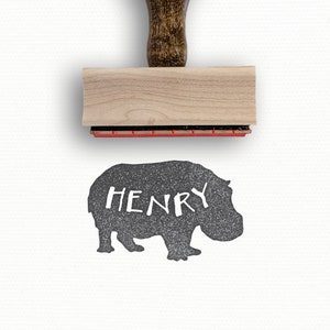 Custom Hippo Name Stamp | Custom Personalized Name Hippopotamus Animal ...