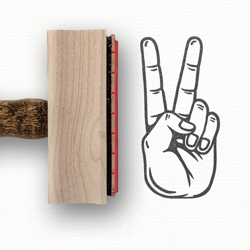 Peace Sign Stamp Sign Language Fingers Hand Rubber Stamp - Etsy