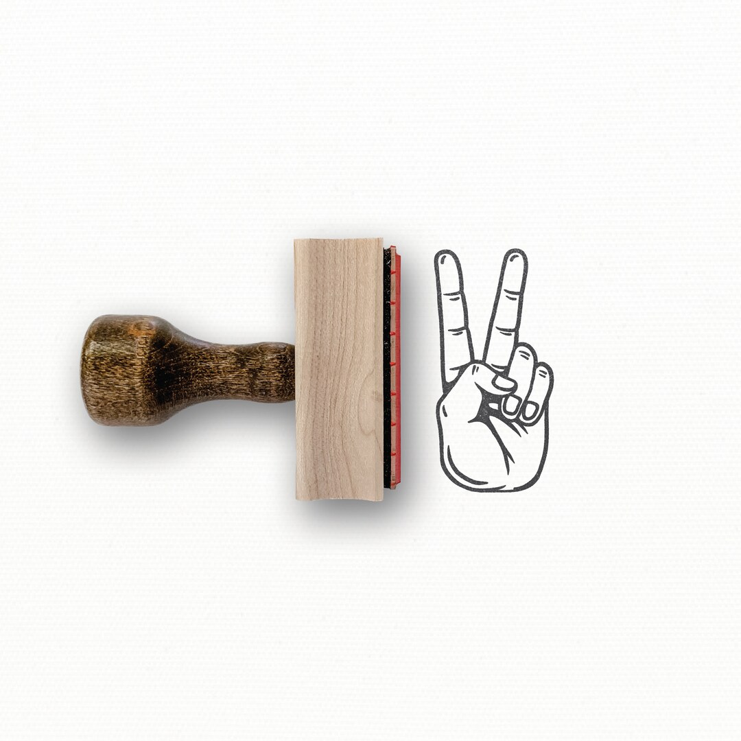 Peace Sign Stamp | Sign Language Fingers Hand Rubber Stamp | Teacher ...