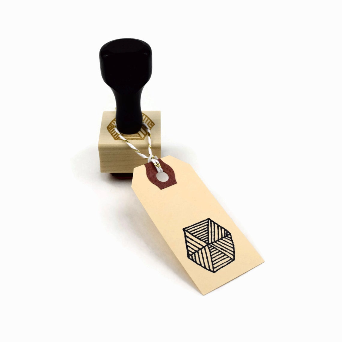 Hexagon Stamp Lines Hand Drawn Pattern Rubber Stamp DIY | Etsy