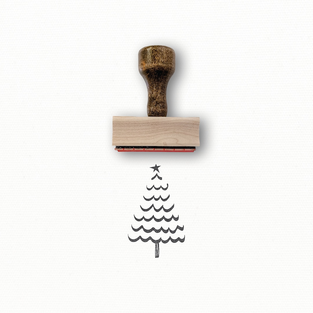 Simple Hand-drawn Tree Stamp, a Holiday Rubber Stamp for DIY Christmas ...