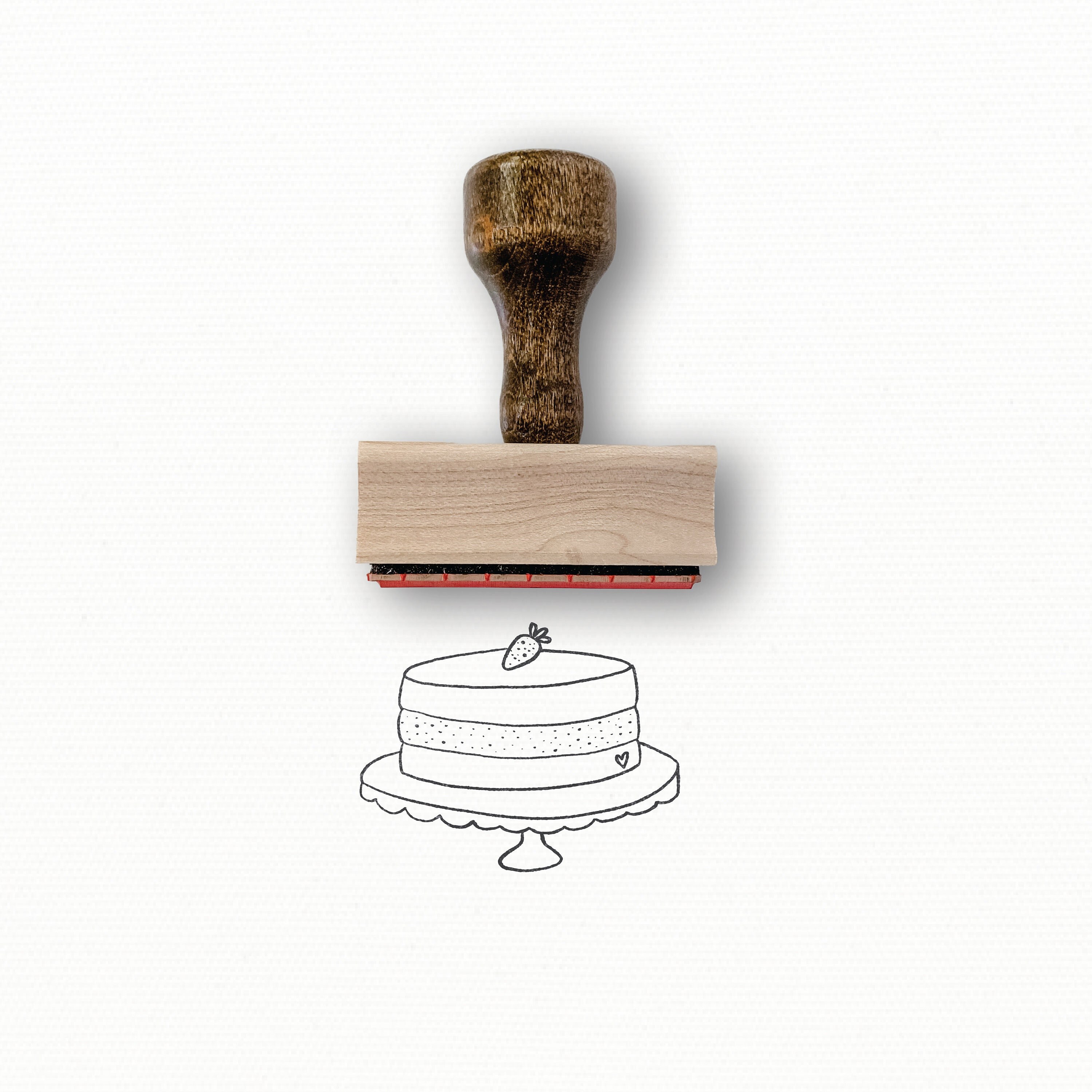 Strawberry Shortcake Stamp, a Hand-Drawn Cake Stamp with Heart for DIY ...