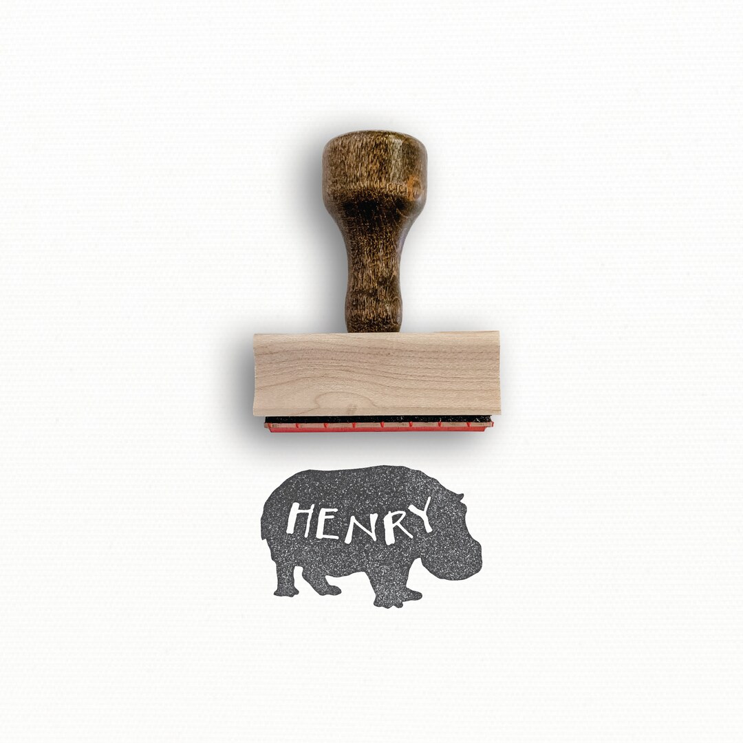 Custom Hippo Name Stamp | Custom Personalized Name Hippopotamus Animal ...