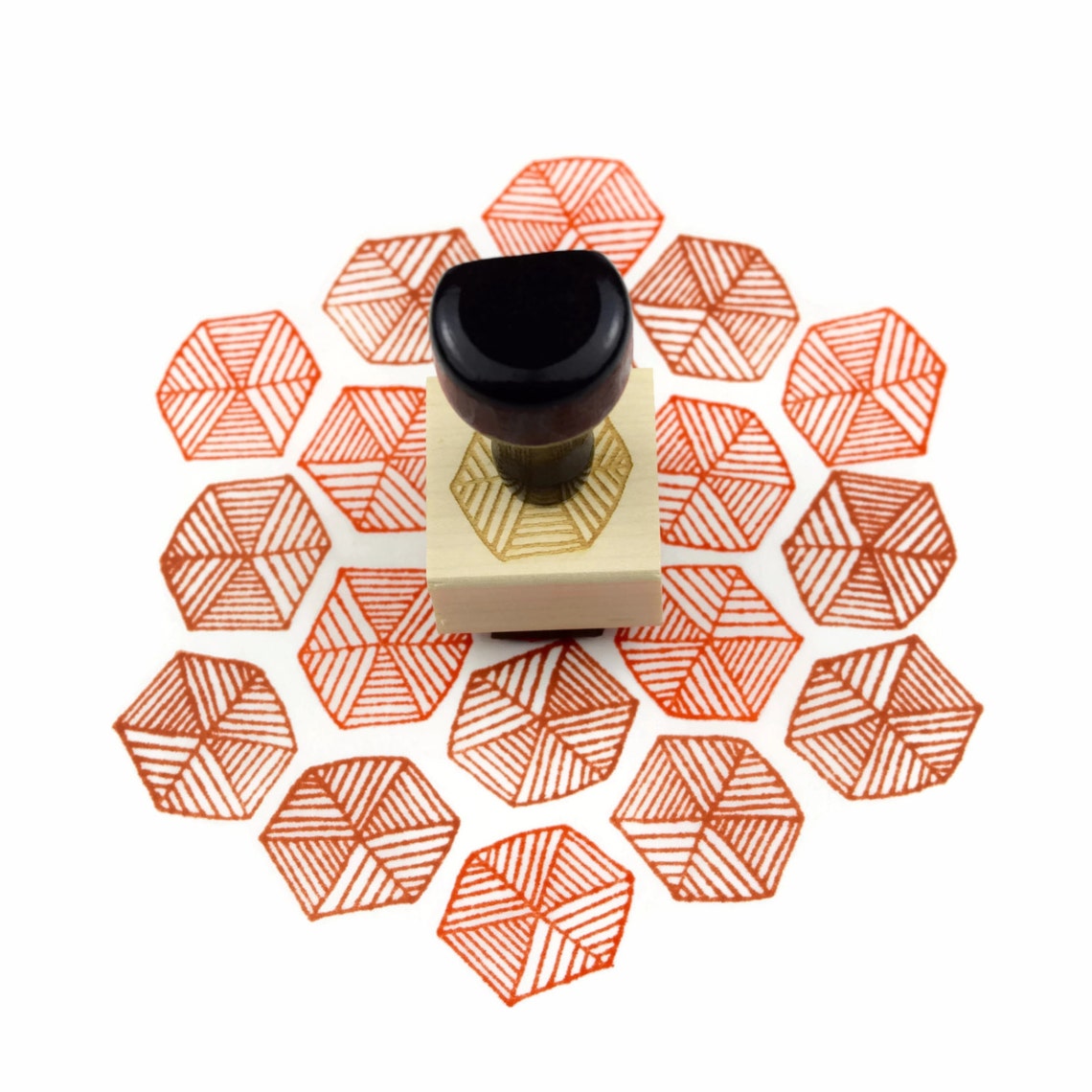 Hexagon Stamp Lines Hand Drawn Pattern Rubber Stamp DIY | Etsy