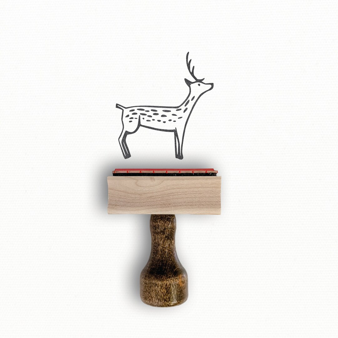 Woodland Deer Stamp | Wood Mounted Reindeer Rubber Stamp by Creatiate ...