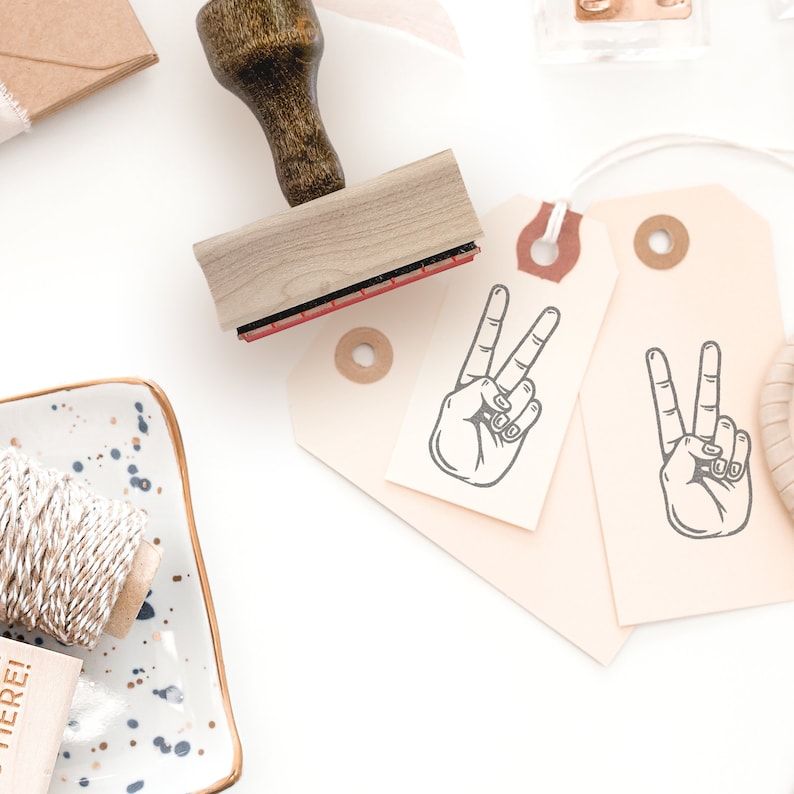 Peace Sign Stamp Sign Language Fingers Hand Rubber Stamp - Etsy