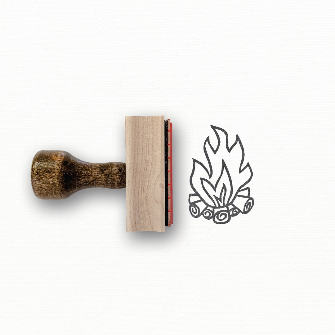 Campfire Stamp | Hand Drawn Camp Fire Rubber Stamp | Camping Icon | Boy ...
