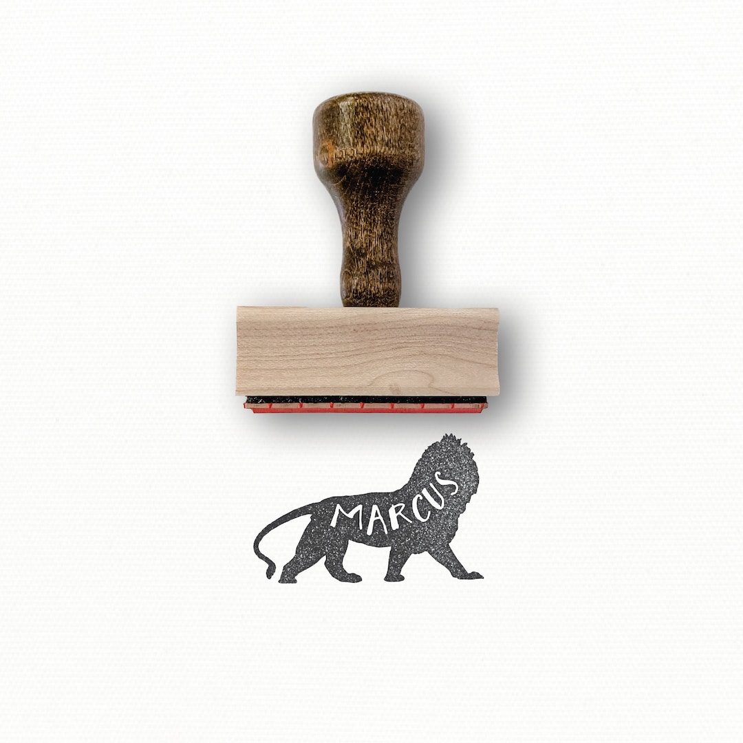Lion Custom Name Stamp | Custom Lion Animal Rubber Stamp | Lion Stamp ...