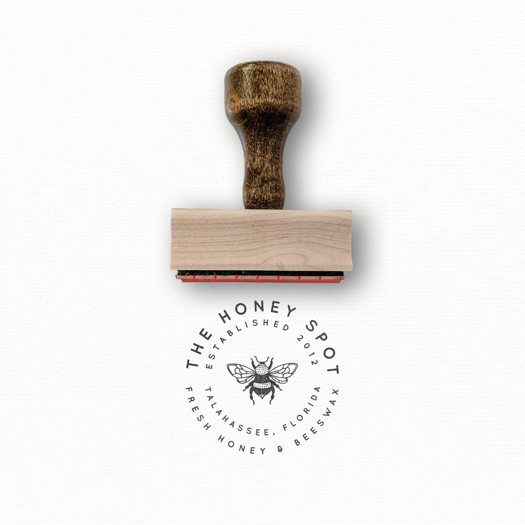 Custom Stamp : Bee Logo | Beekeeper Honey | Branding Packaging Stamp ...