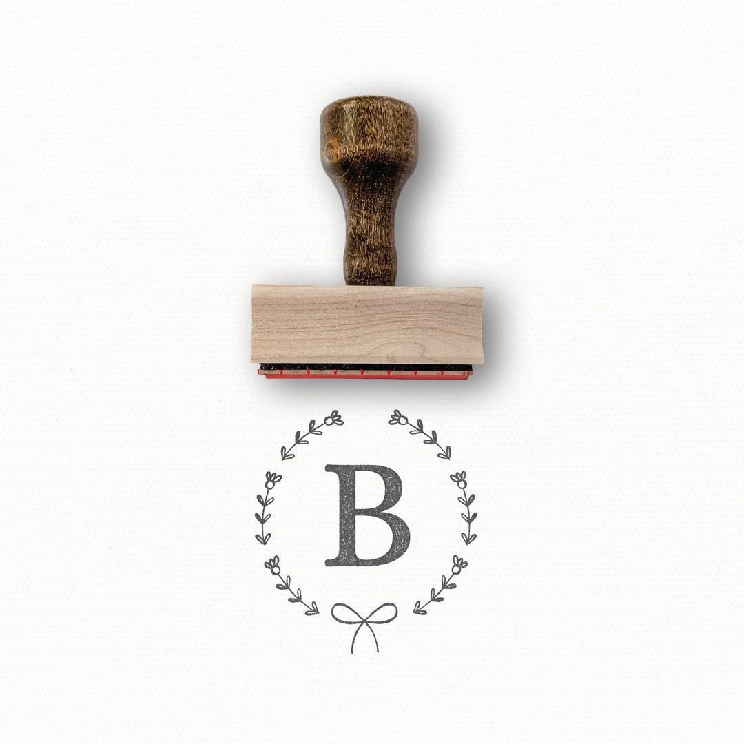 Custom Rubber Stamp W/ Personalized Monogrammed Initial Letter, Hand ...