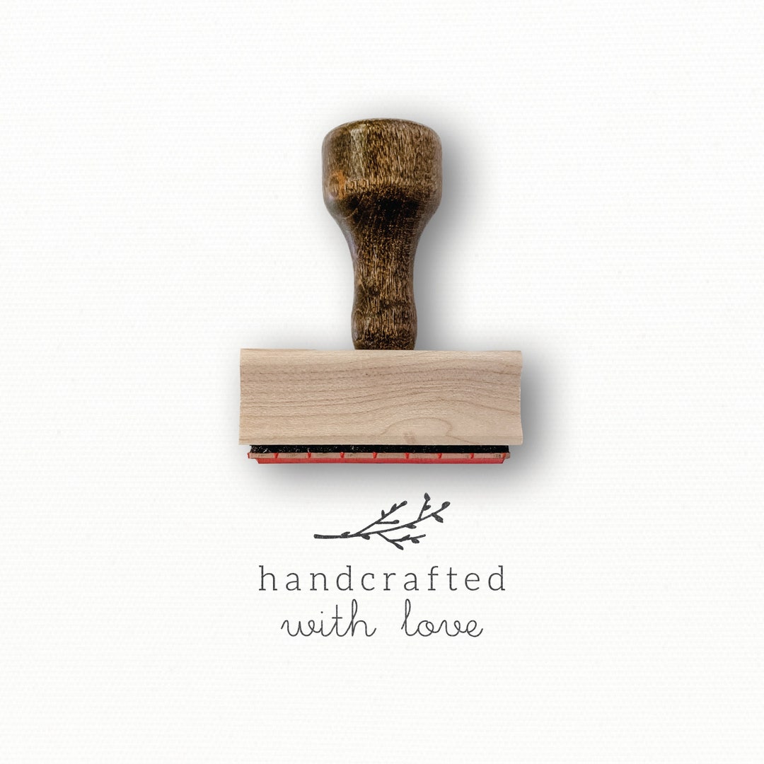 Handcrafted With Love Rubber Stamp: Branch Design - Etsy