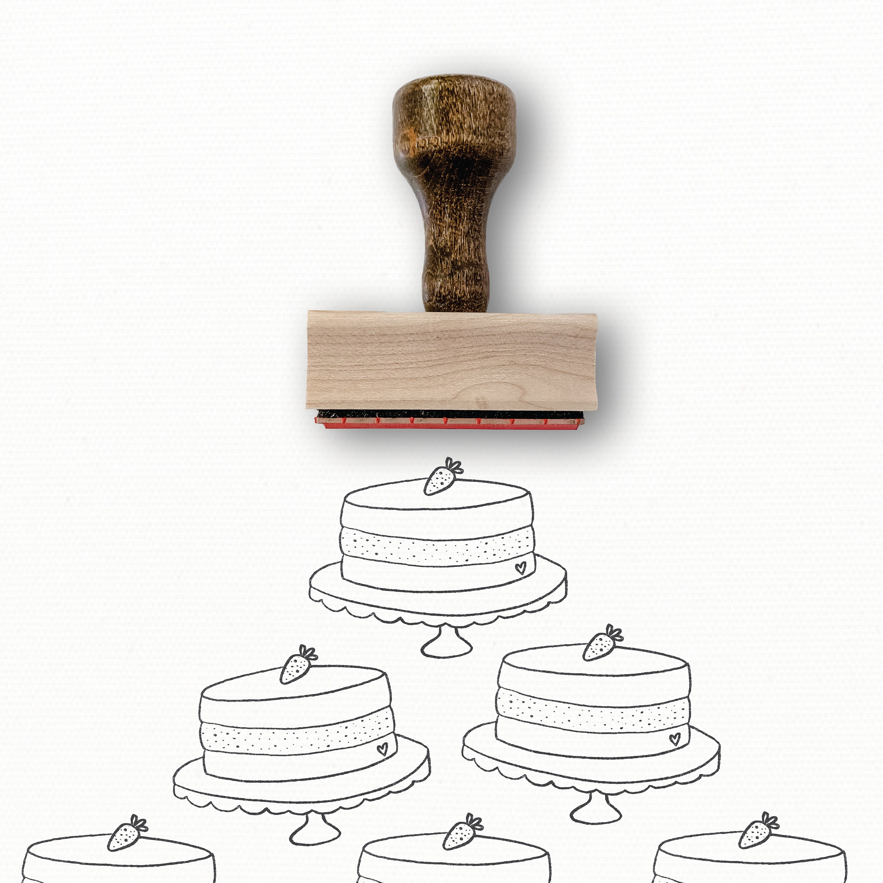 Strawberry Shortcake Stamp, a Hand-Drawn Cake Stamp with Heart for DIY ...