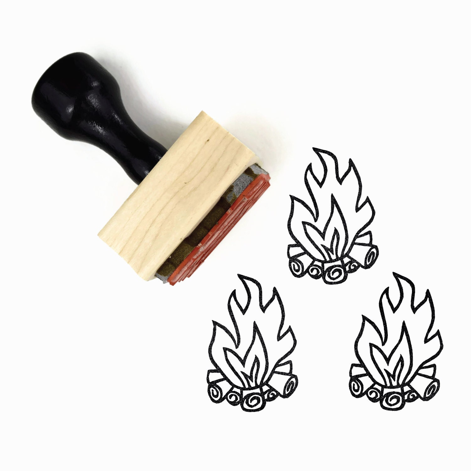Campfire Stamp Hand Drawn Camp Fire Rubber Stamp by | Etsy