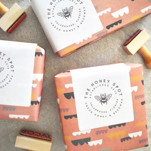 Custom Stamp : Bee Logo | Beekeeper Honey | Branding Packaging Stamp ...