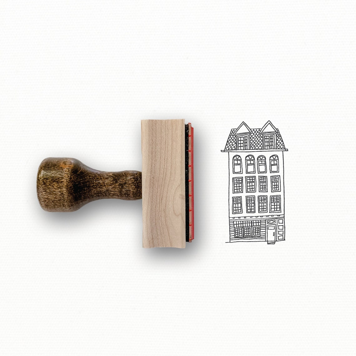 Row House Stamp | Hand Drawn House Stamp | Housewarming Gift Rubber ...