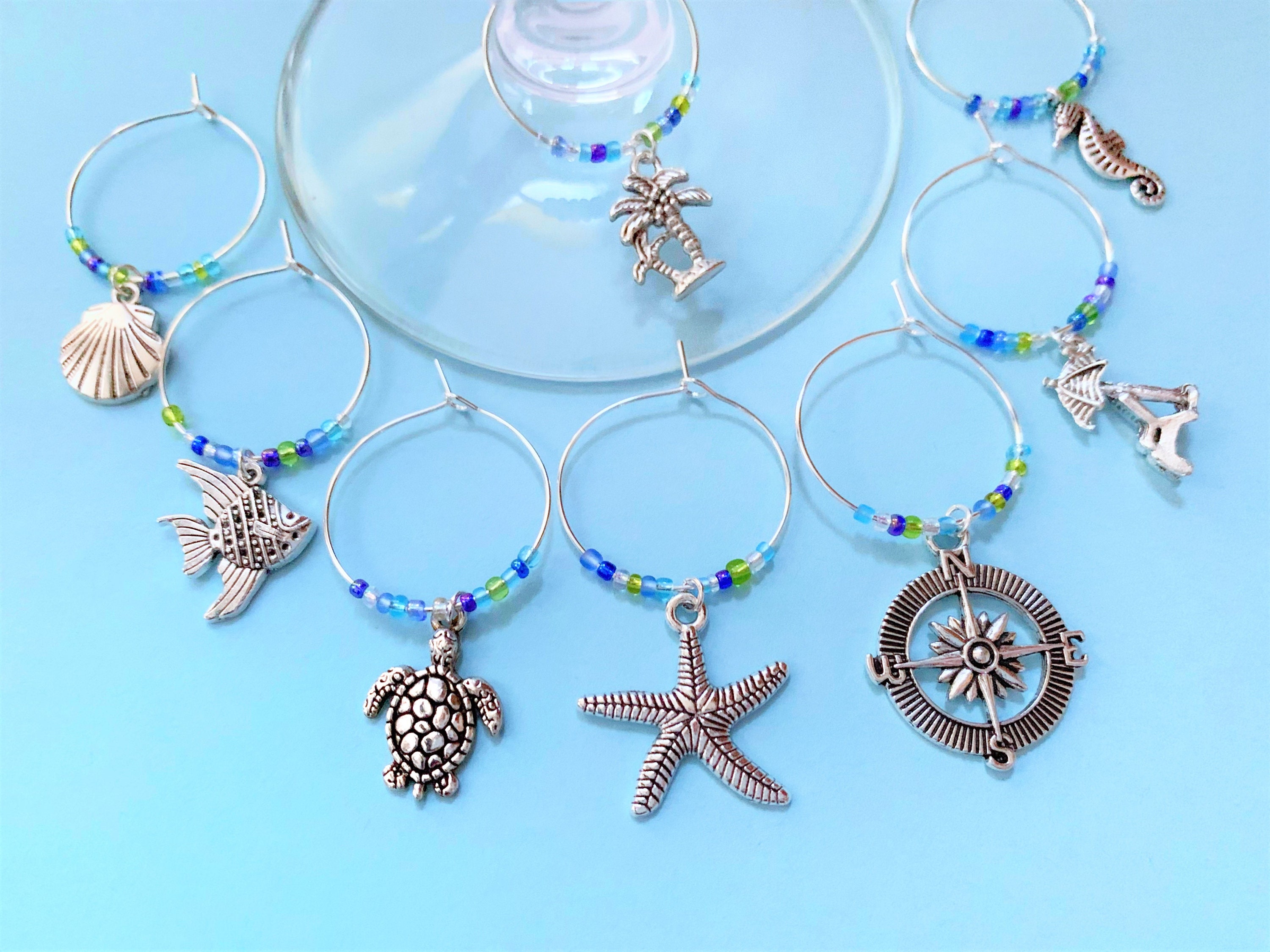 Caribbean Beach Themed Wine Charms: Tropical Beach Vacation Gift for ...