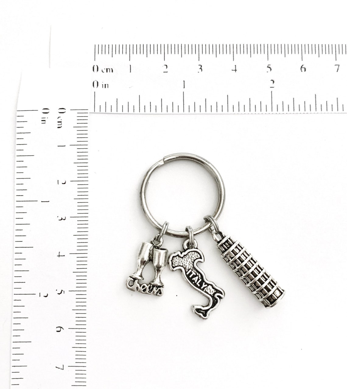 Italy Themed Keychain. Includes Italy Country Leaning Tower - Etsy