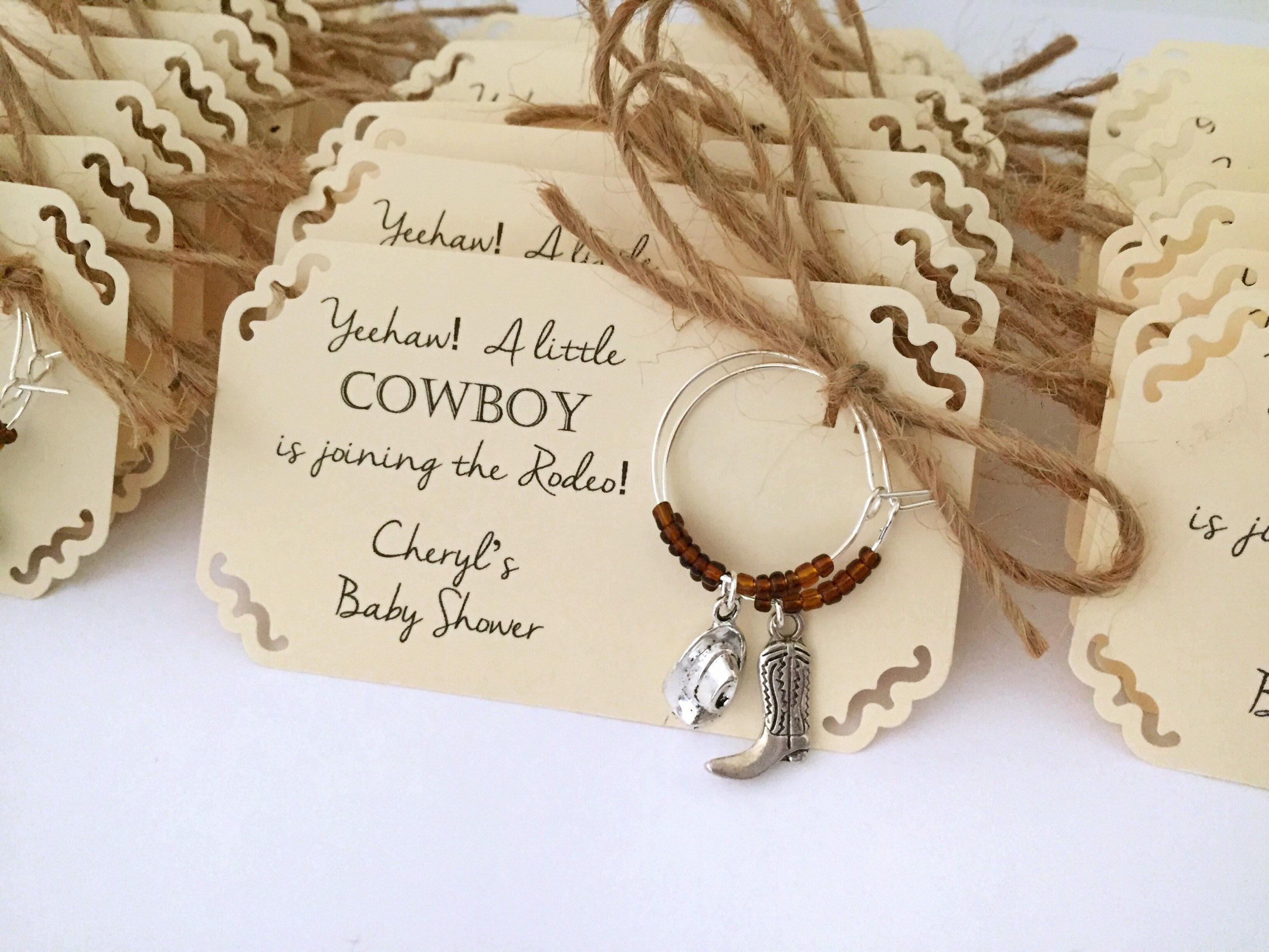Cowboy theme baby shower. Cowboy and cowgirl wine charm | Etsy