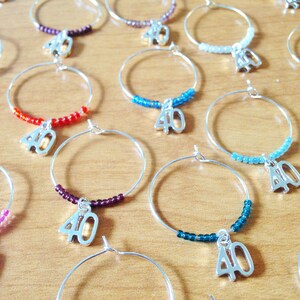 40th Birthday Favors, 40th Anniversary Favors. Number Forty Wine Charms ...