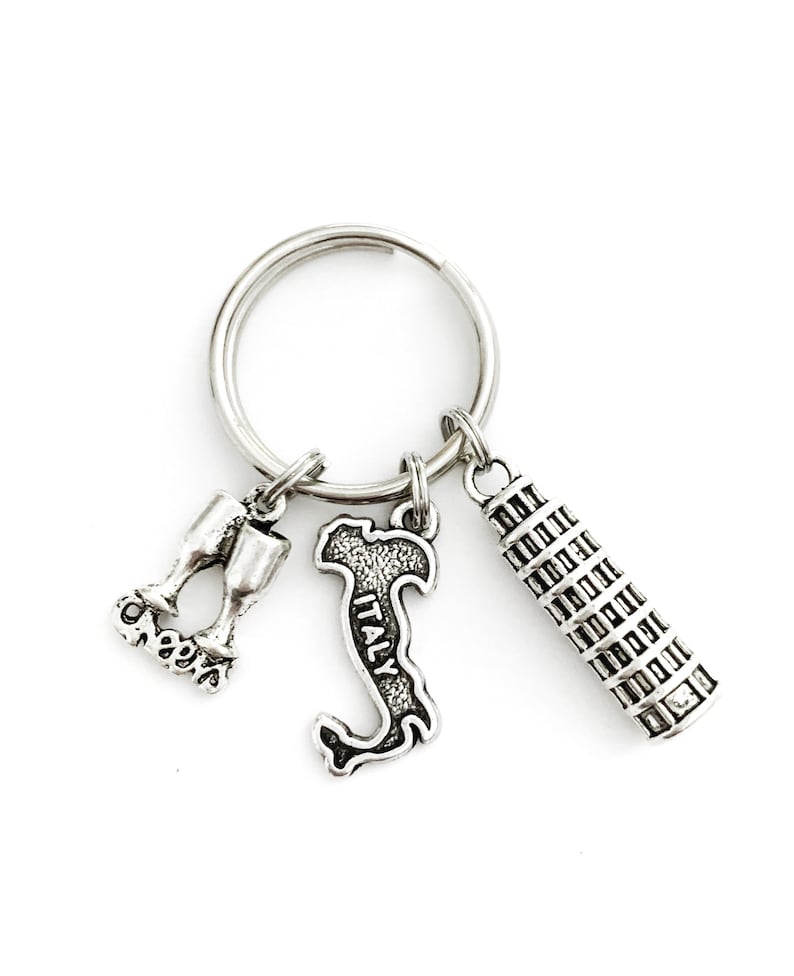 Italy themed keychain. Includes Italy Country Leaning Tower | Etsy