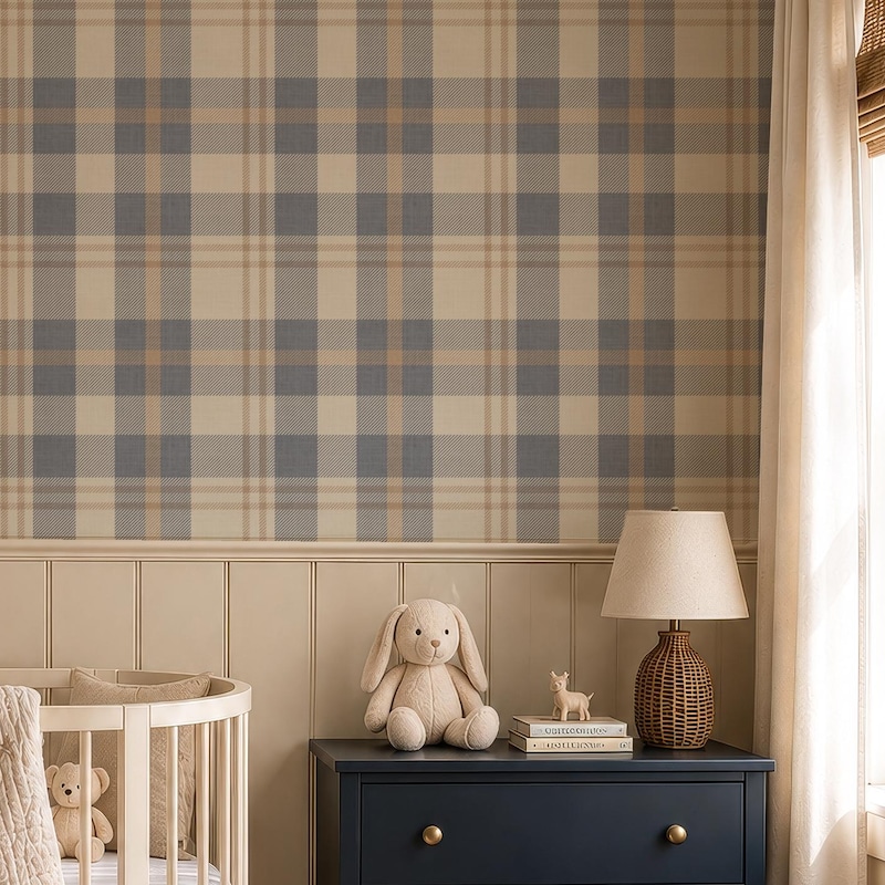 Wallpaper Blue Beige - Etsy