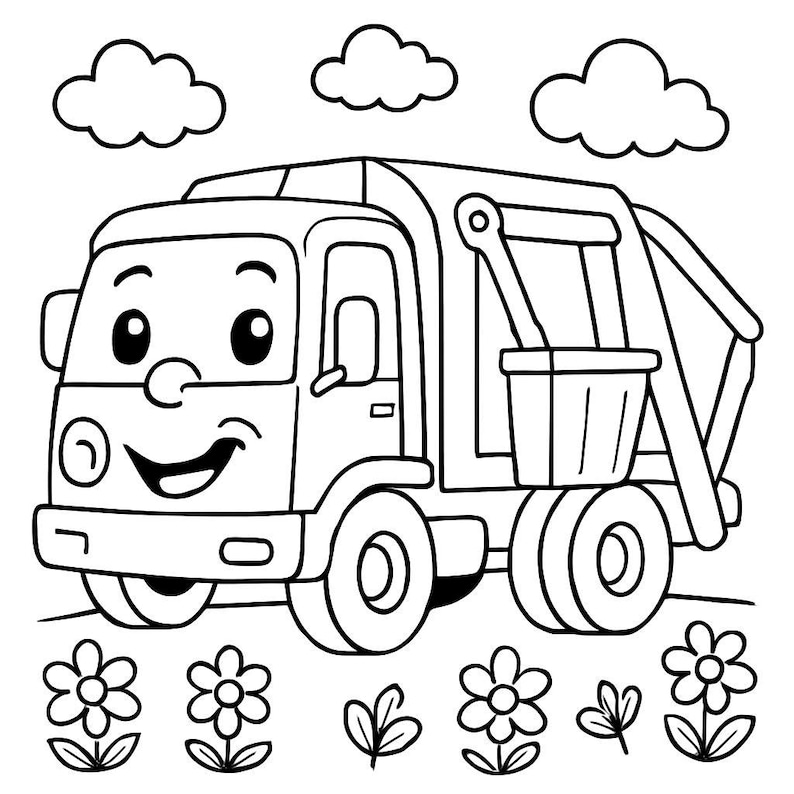 Vehicle Coloring Pages for Kids With Simple Lines for Young Artists - Etsy