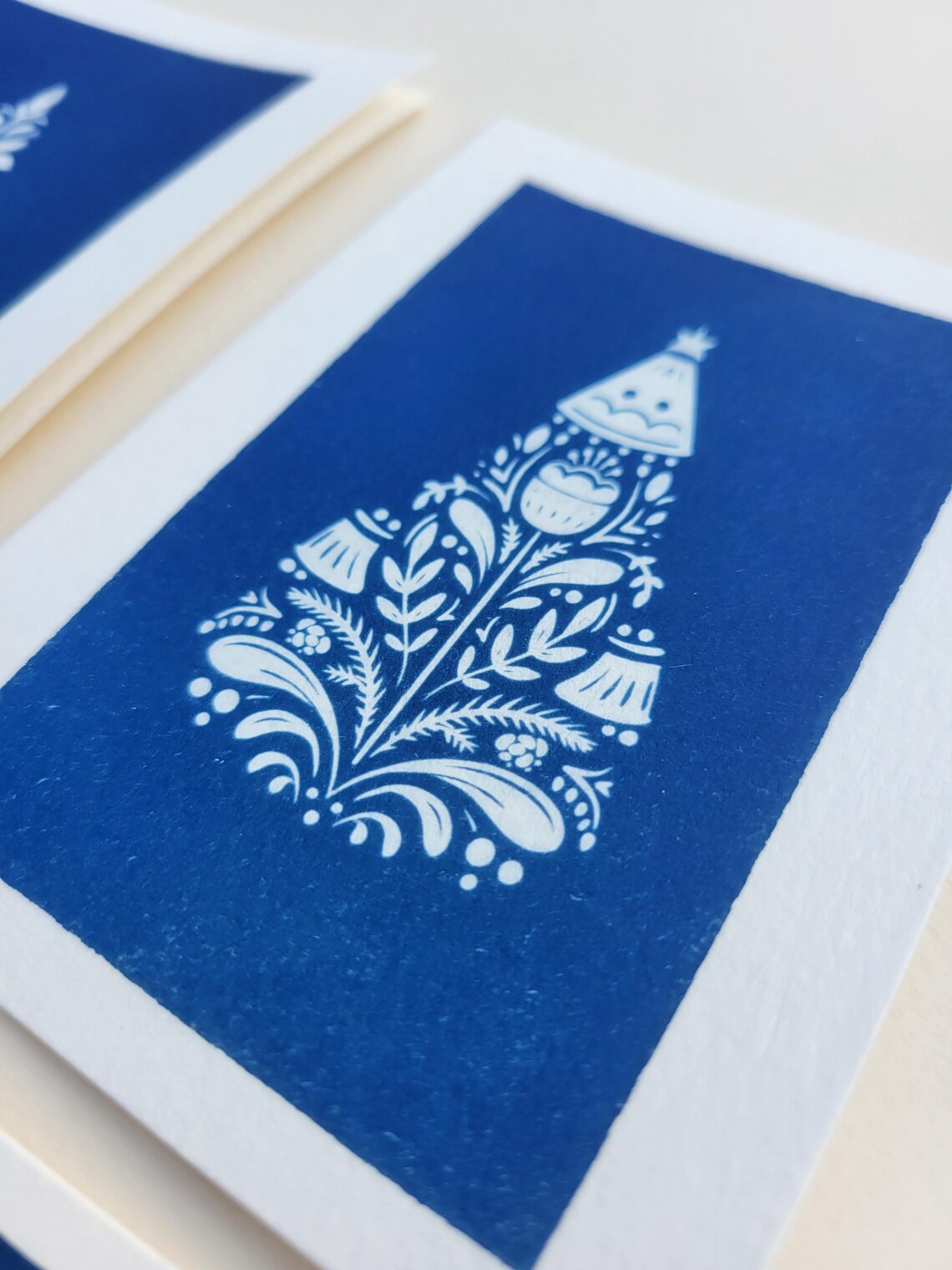 Handmade Cyanotype Note Cards – Set of 4 – Scandinavian Christmas Trees ...