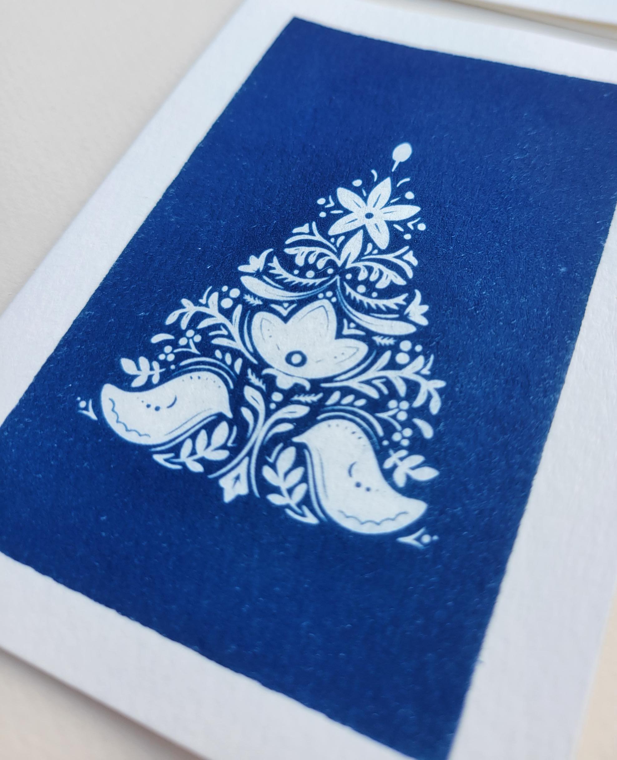 Handmade Cyanotype Note Cards – Set of 4 – Scandinavian Christmas Trees ...