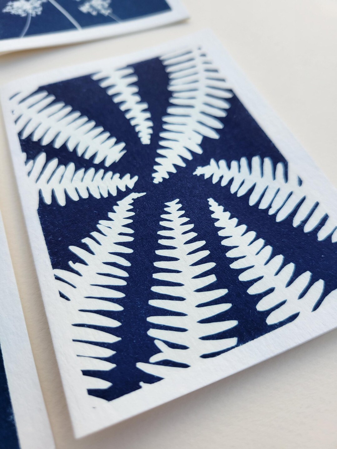 Handmade Cyanotype Note Card – Single Card – Original Sun-printed ...