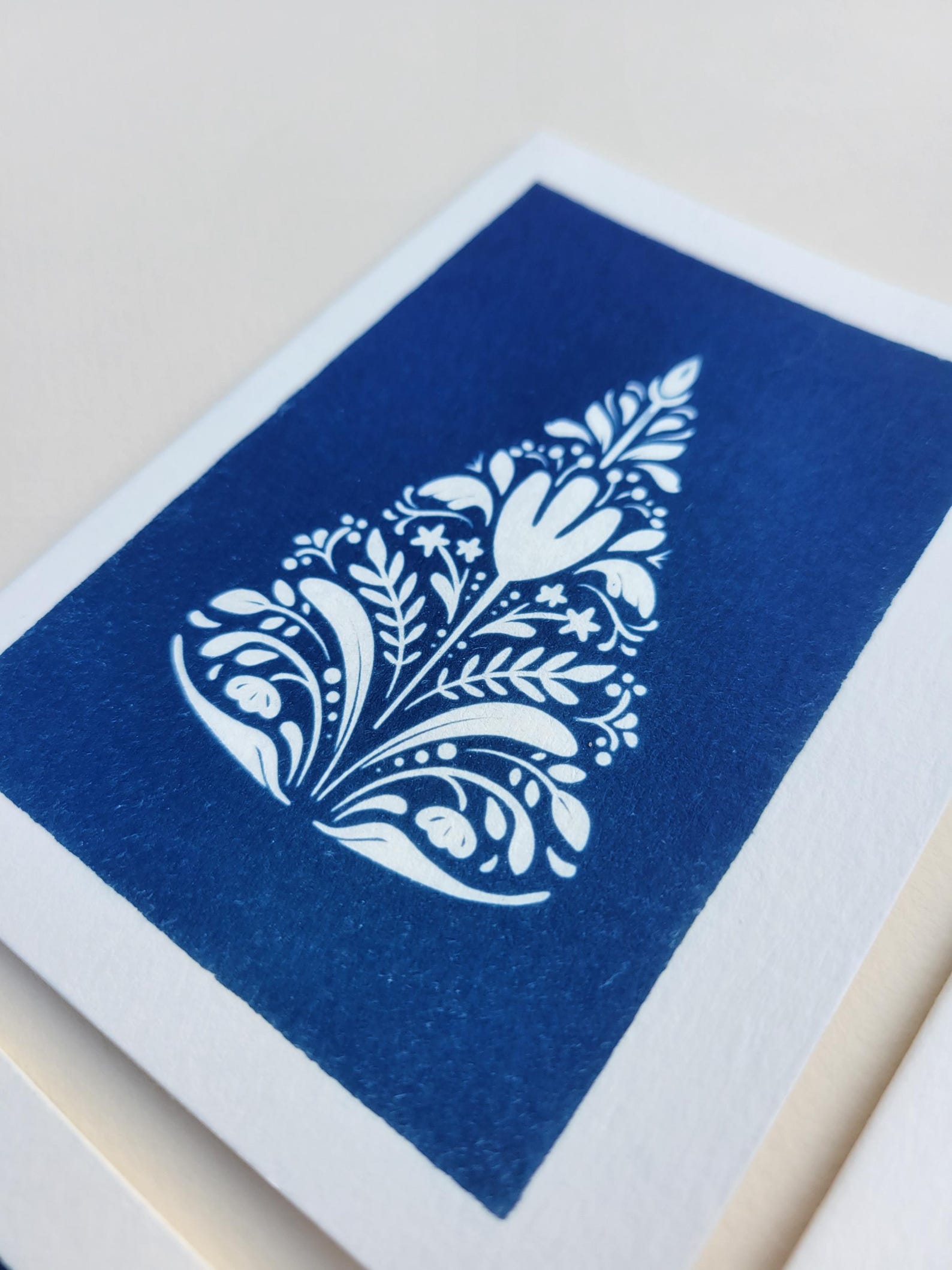 Handmade Cyanotype Note Cards – Set of 4 – Scandinavian Christmas Trees ...