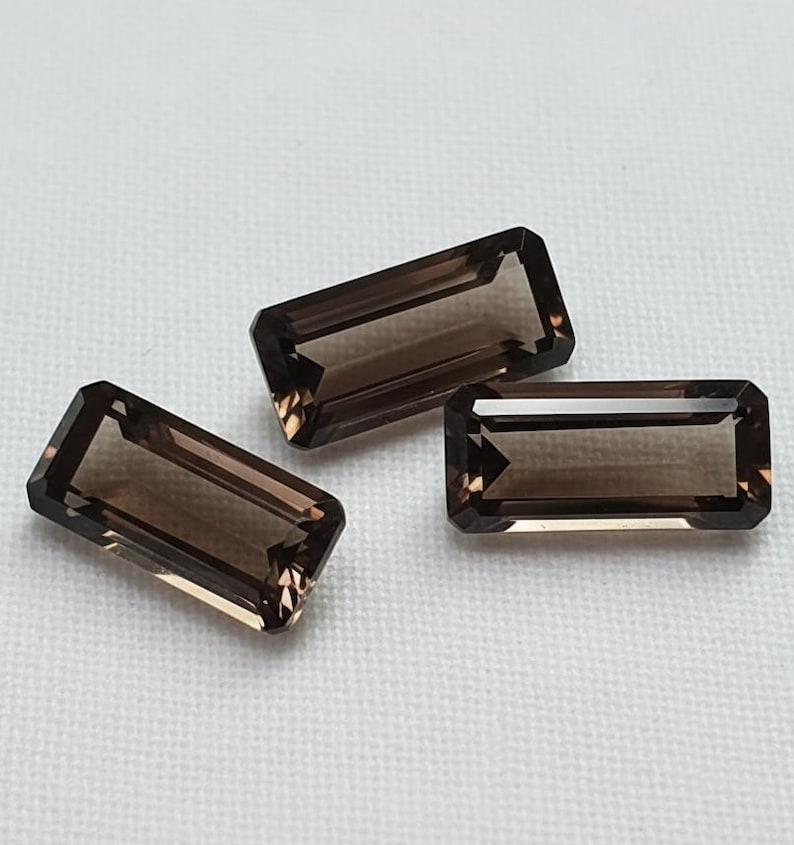 Natural Smoky Quartz Rectangle, Handmade Faceted Cut Calibrated Loose ...