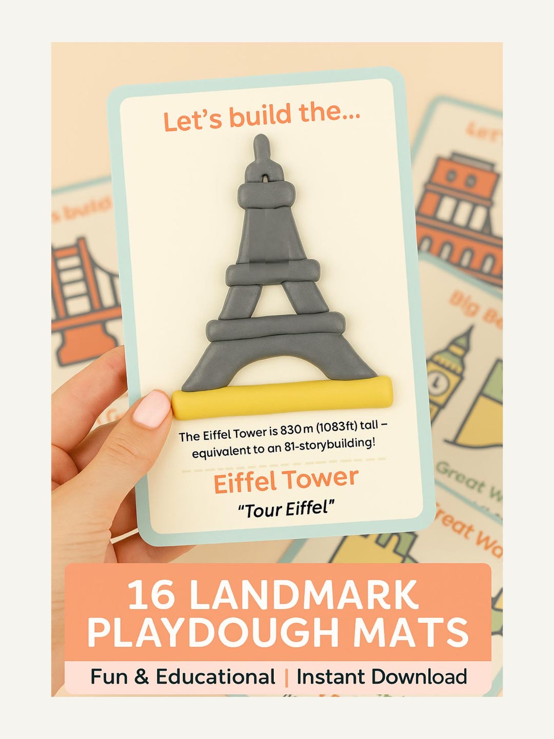 World Landmark Playdough Mats | 16 Printable Fine Motor Activities ...