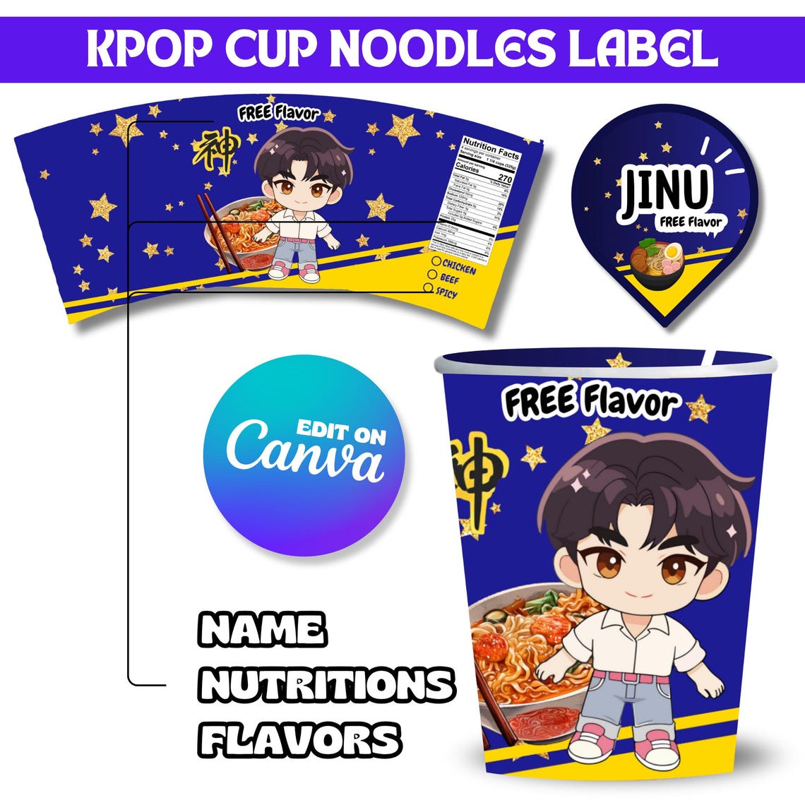 Kpop Dämonenjäger, Cup Noodle Labels Ramyeon, Kpop Saja Boys Cup ...