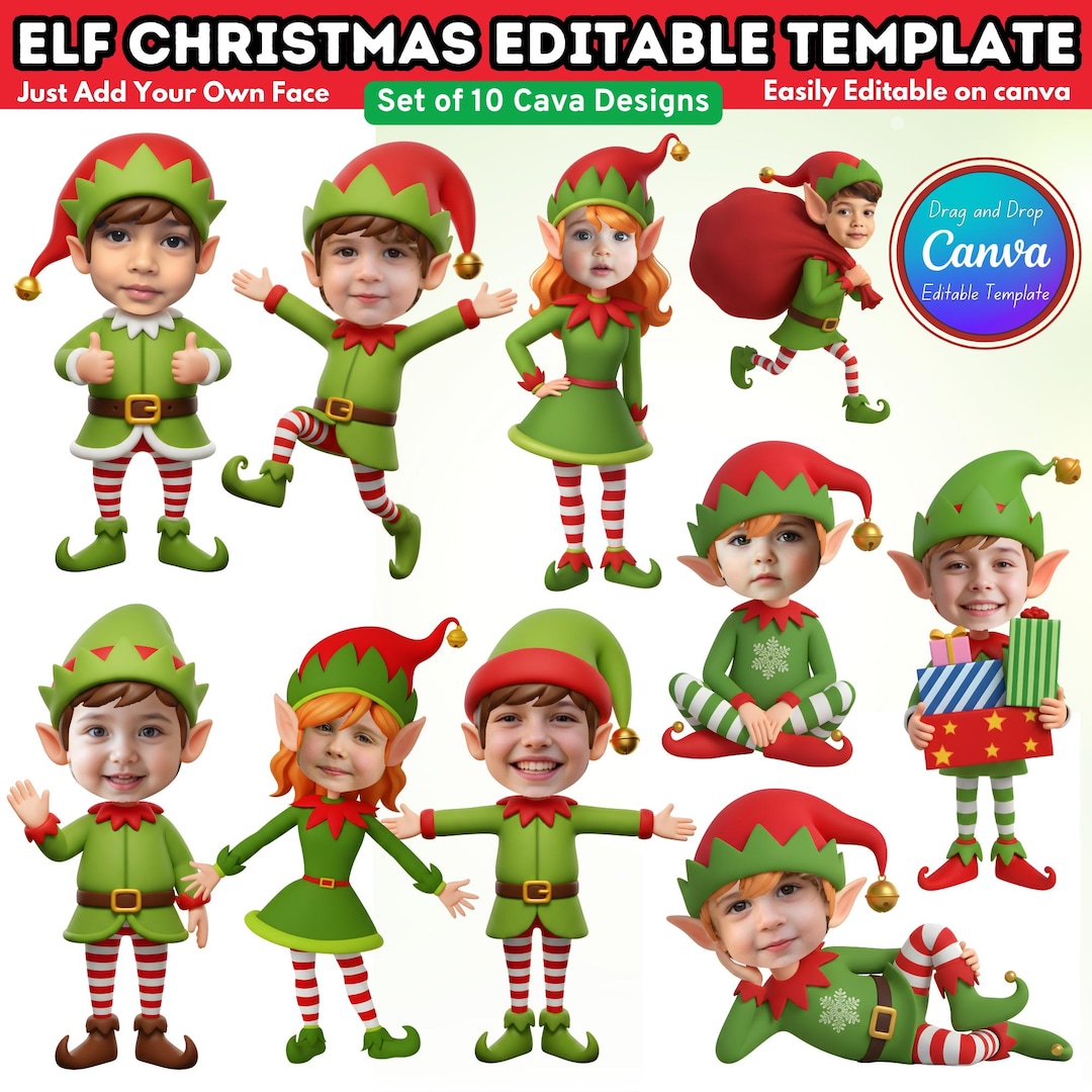 Elf Photo Frames | Elf Photo Templates | 10 Canva Elf Valentine Design ...