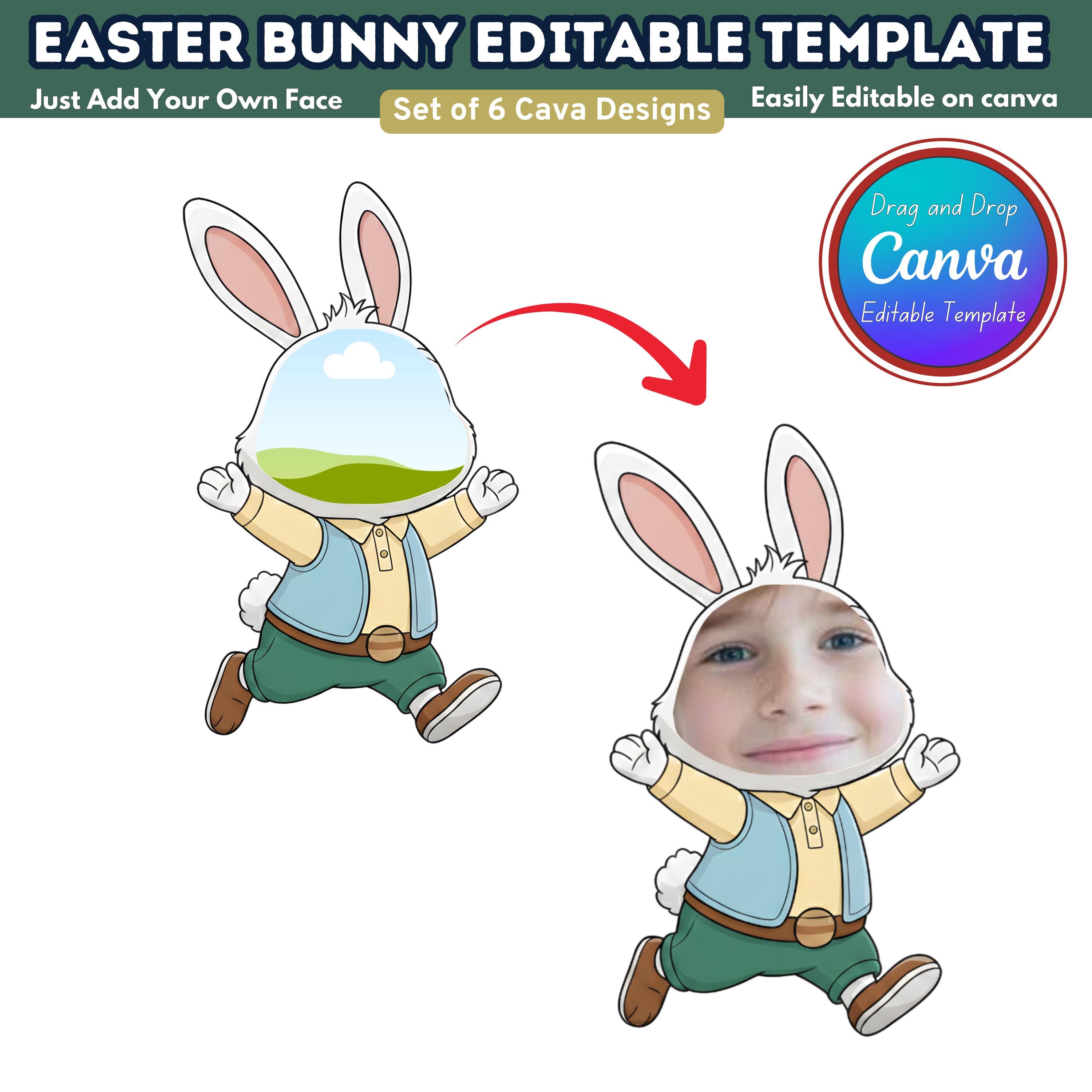 Easter Bunny Photo Frame Template | 6 Editable Canva Designs (digital ...