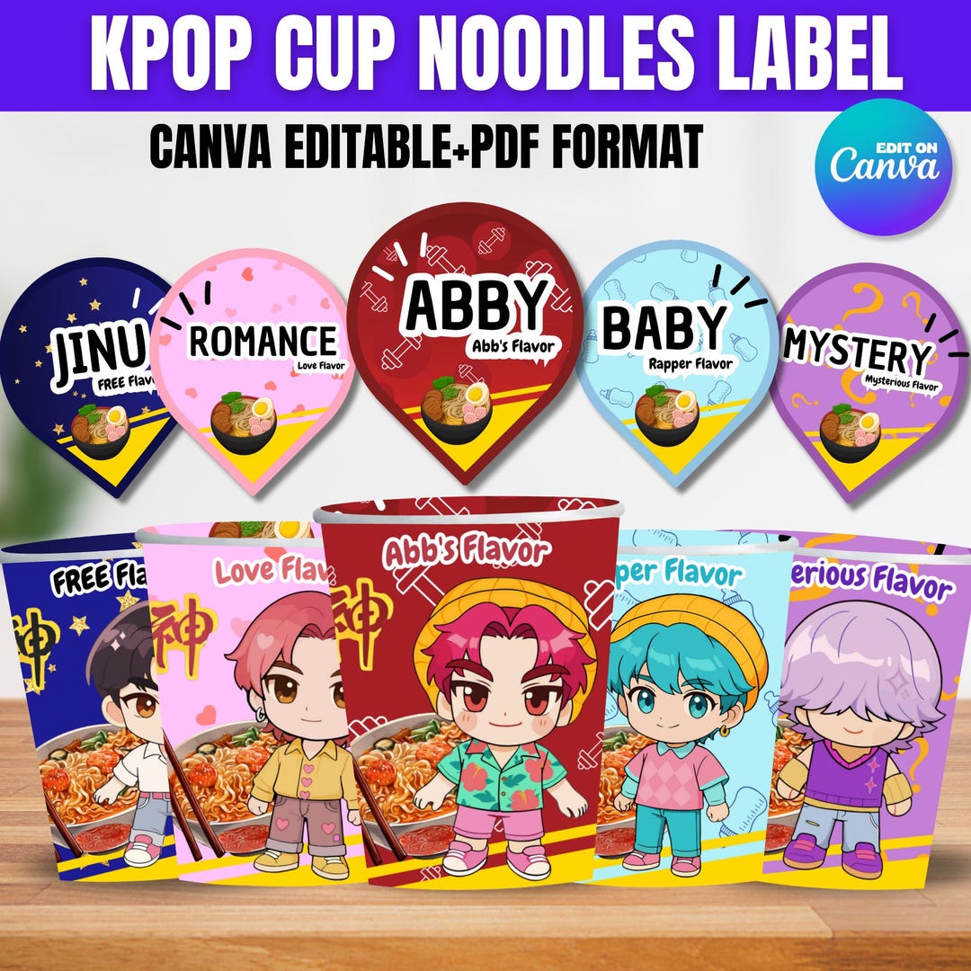 Kpop Demon Hunters, Cup Noodle Labels Ramyeon, Kpop Saja Boys Cup ...