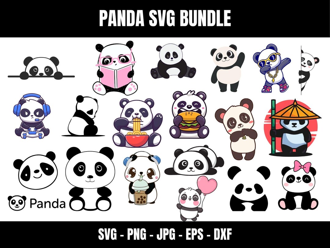 Cute Panda SVG Bundle, Cartoon Panda Svg, Funny Panda Svg, Animal Svg ...