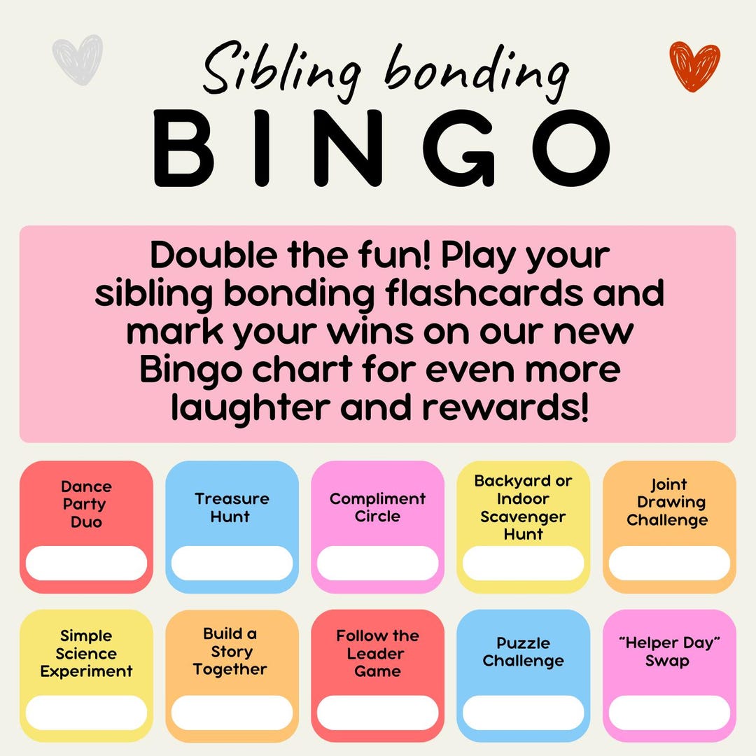 English Version | Sibling Bonding Bingo | Printable Kids Bingo Ages 3‑8 ...