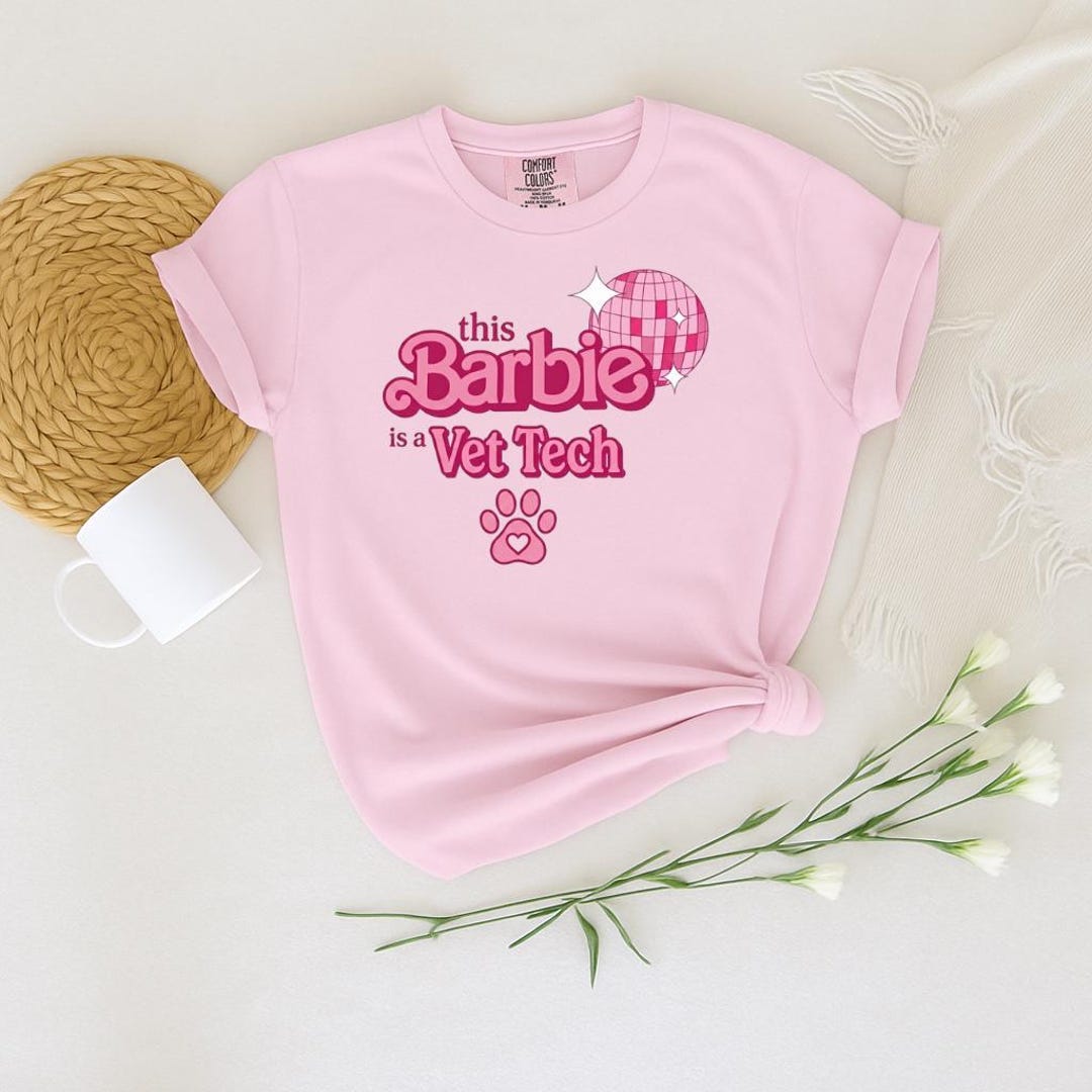 Comfort Colors® Barbie Vet Tech Shirt, Retro Pink Veterinary Gift ...