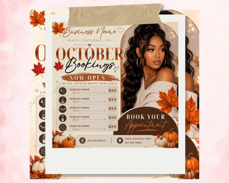 October Hair Flyer Template Hair Booking Flyer Design Hairstylist Salon ...