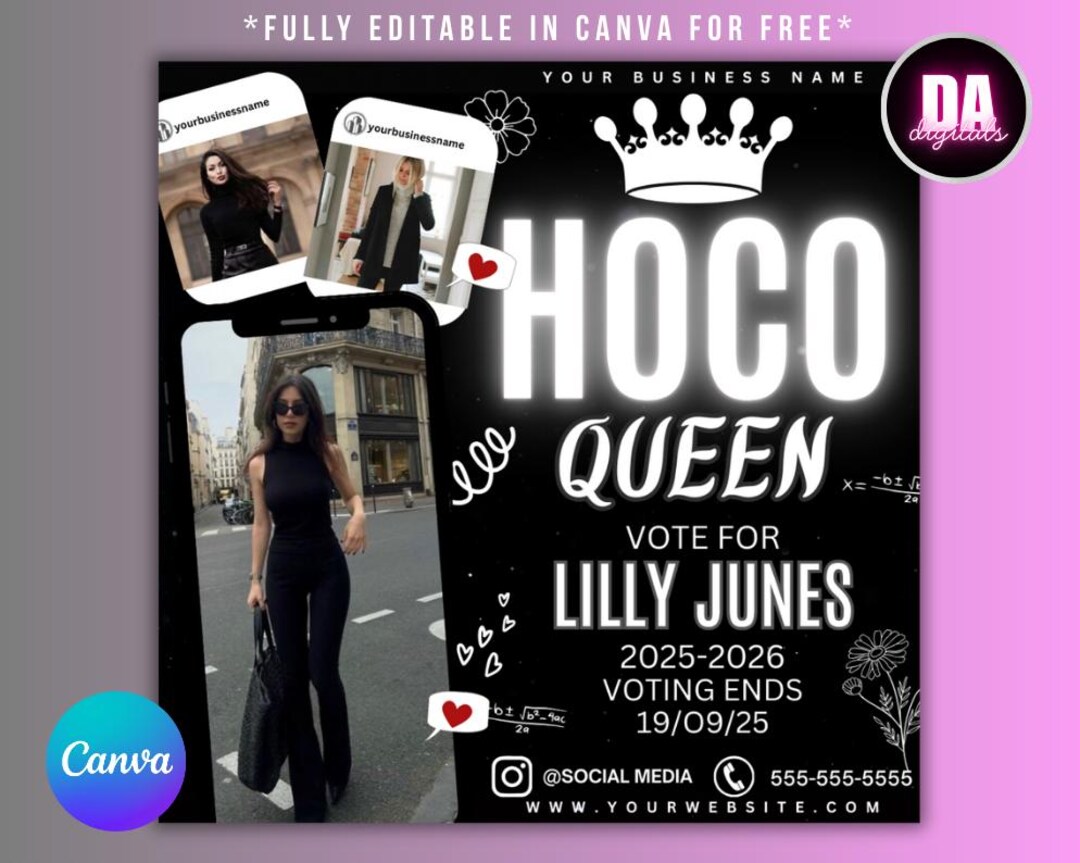 HOCO Queen Flyer Homecoming Flyer Template Homecoming Campaign Flyer ...