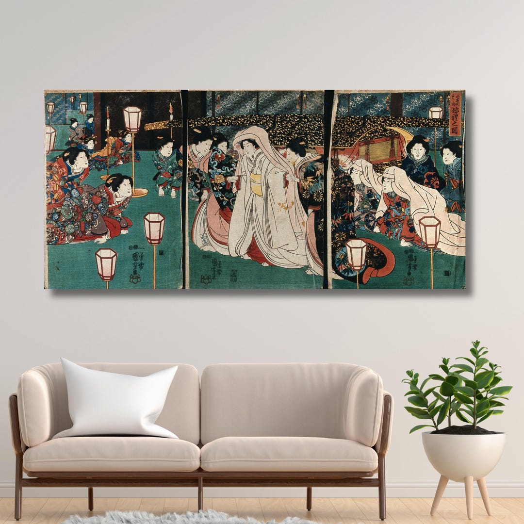 Utagawa Kunisada Japanese Ukiyo Woodblock Triptych Canvas Wall Art ...