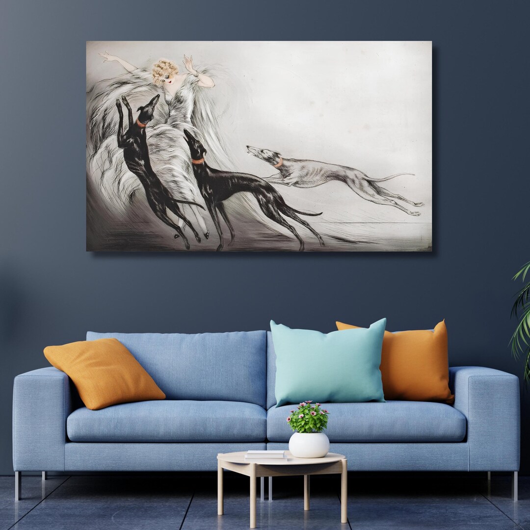Louis Icart Greyhound Canvas Wall Art Print || Art Deco 1920s Lady ...