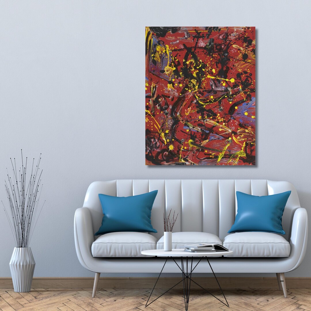 Jackson Pollock Red Composition Canvas Print – Abstract Expressionist ...