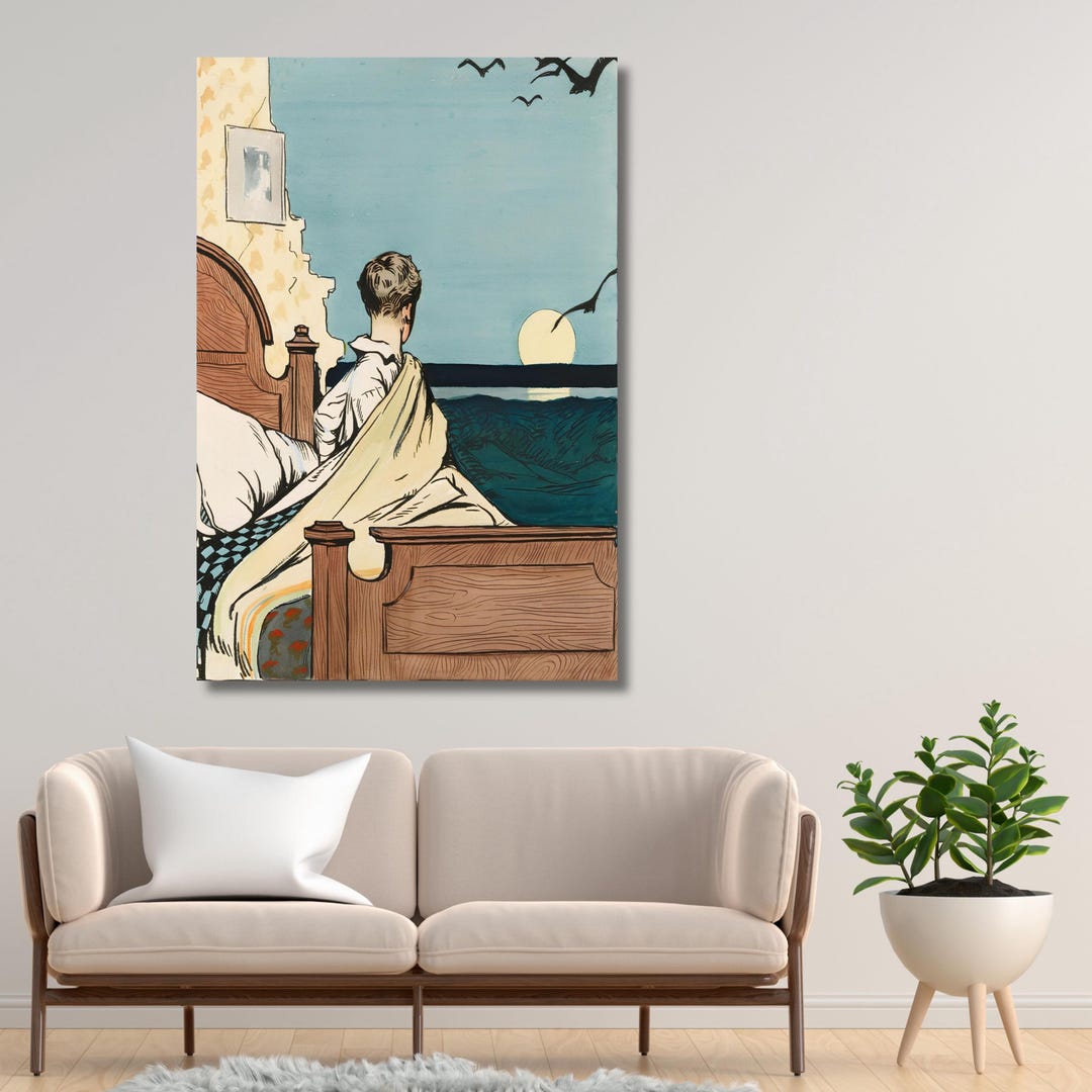Edward Hopper Boy and Moon Canvas Print | Vintage Realism Night Sky Art ...