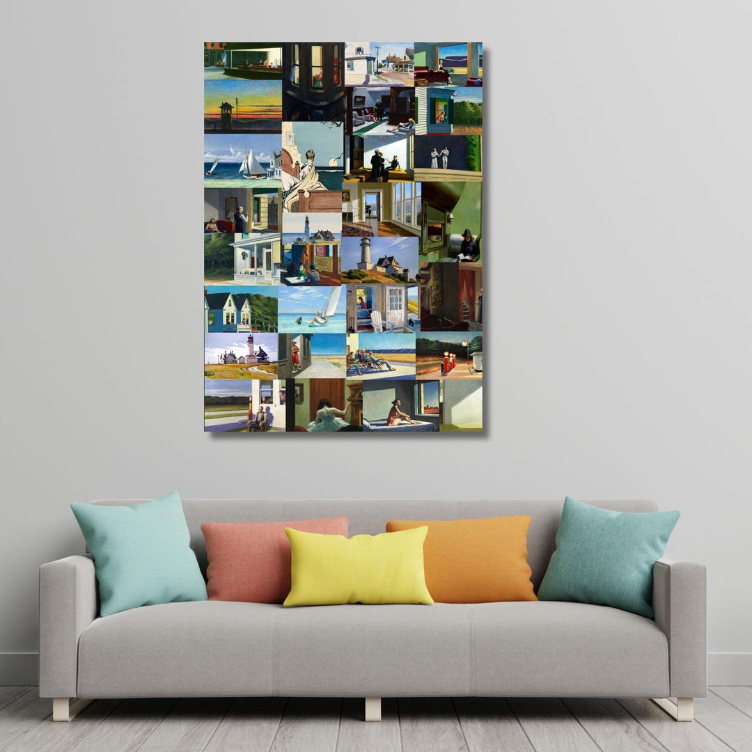 Edward Hopper Masterpiece Collage, American Realism Canvas Print - Etsy UK