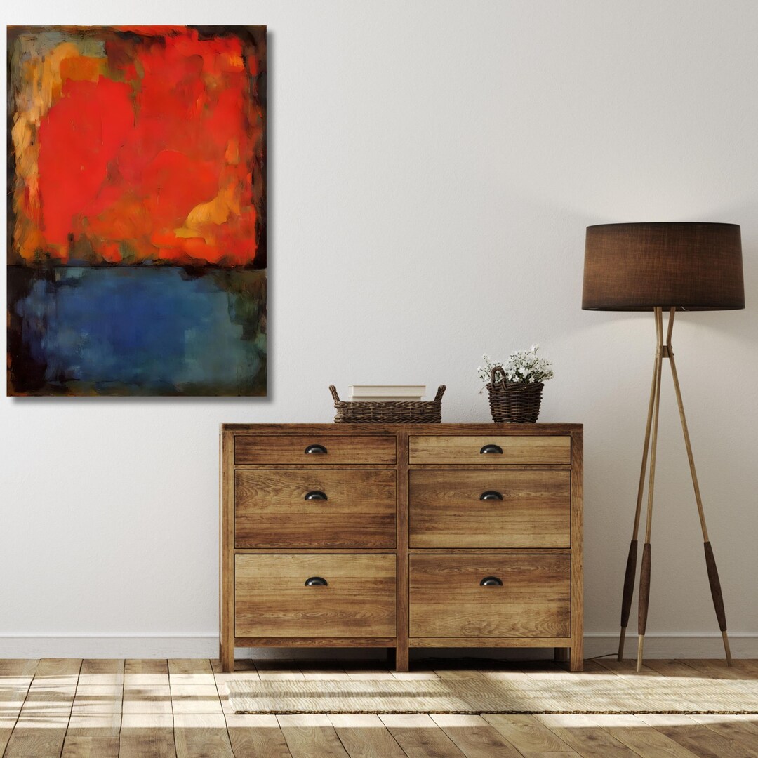Silent Horizons Red and Dark Blue – Rothko Abstract Canvas Wall Art for ...