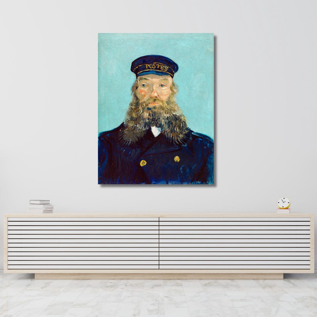 Portrait of Postman Roulin by Vincent Van Gogh Canvas Art, Famous Blue ...