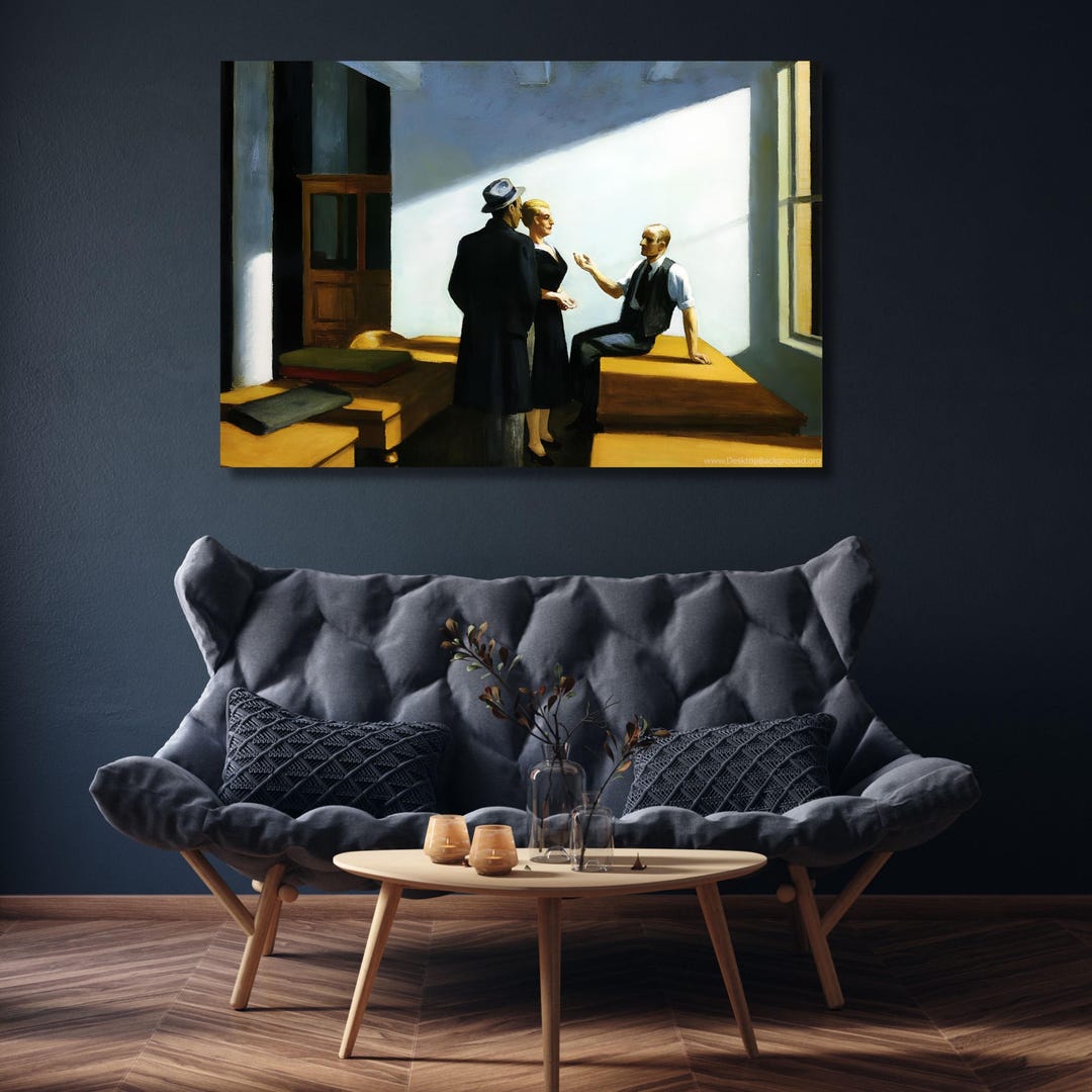 Hopper Style Canvas Art | Moody Office Decor, Solitude and Shadow - Etsy