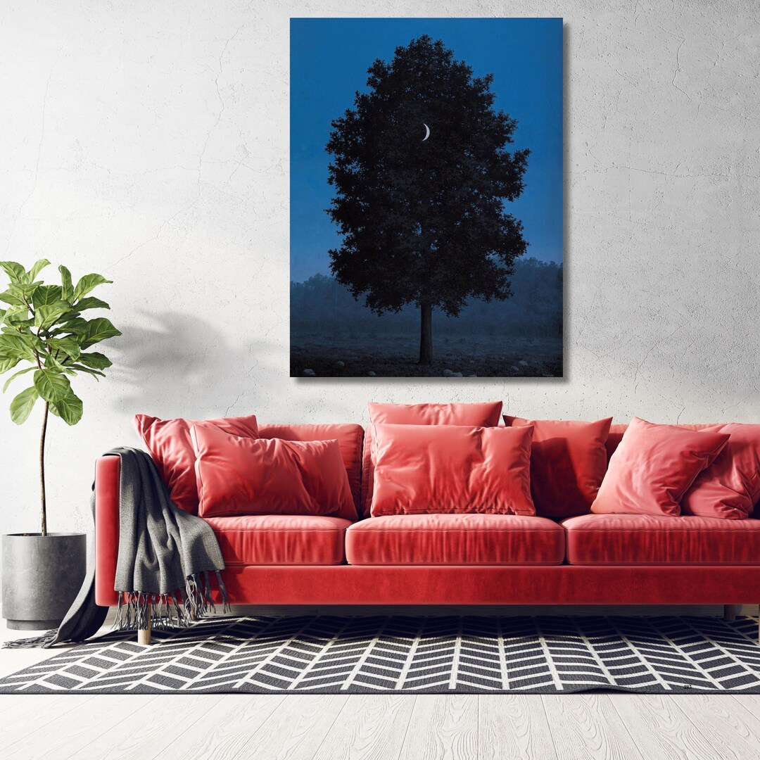 The Empire of Light – Magritte Inspired Surreal Night Sky Canvas, Moody ...